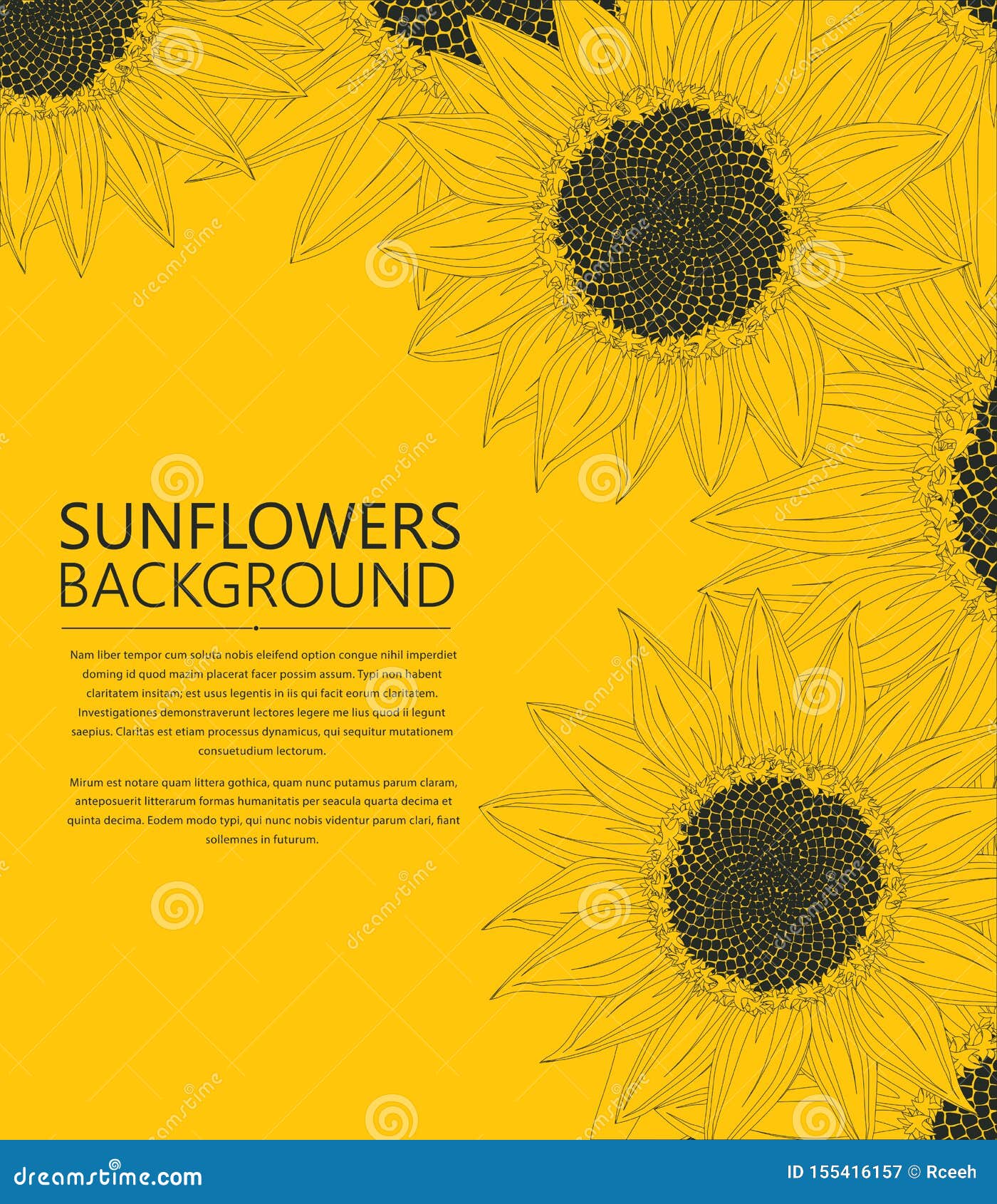 Sunflowers text card stock vector. Illustration of frame - 155416157