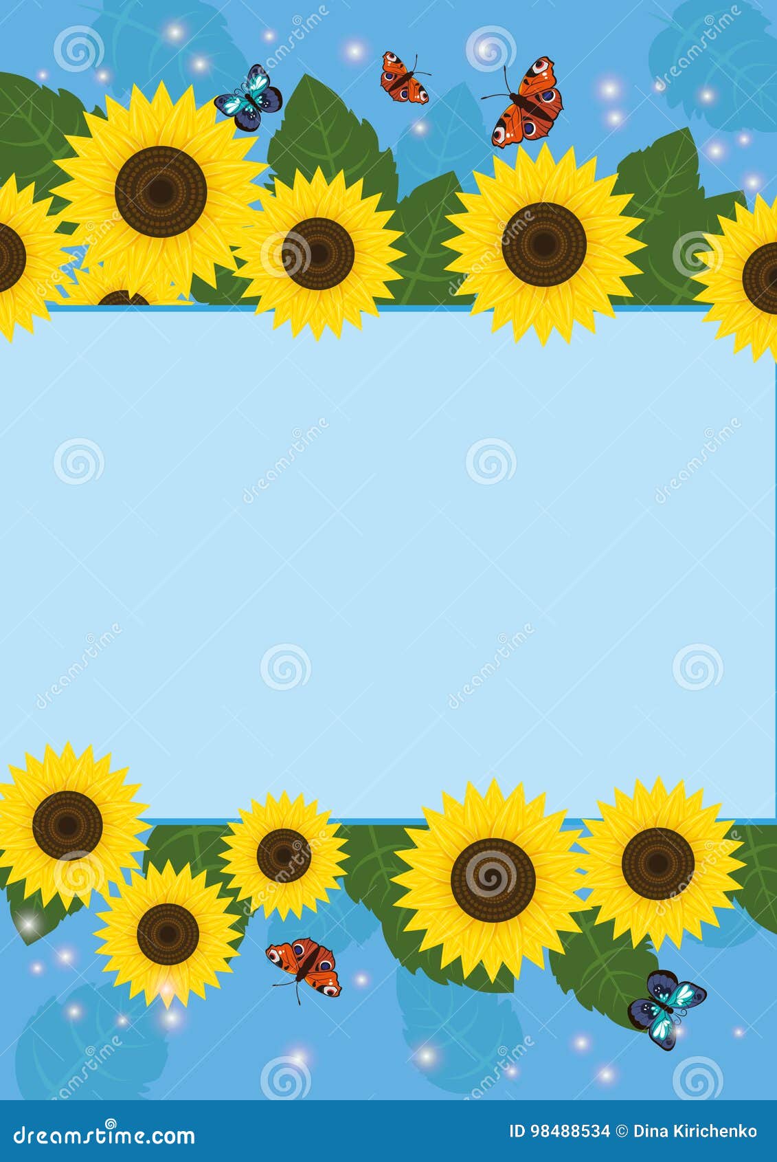 Sunflowersframe6 stock vector. Illustration of background - 98488534
