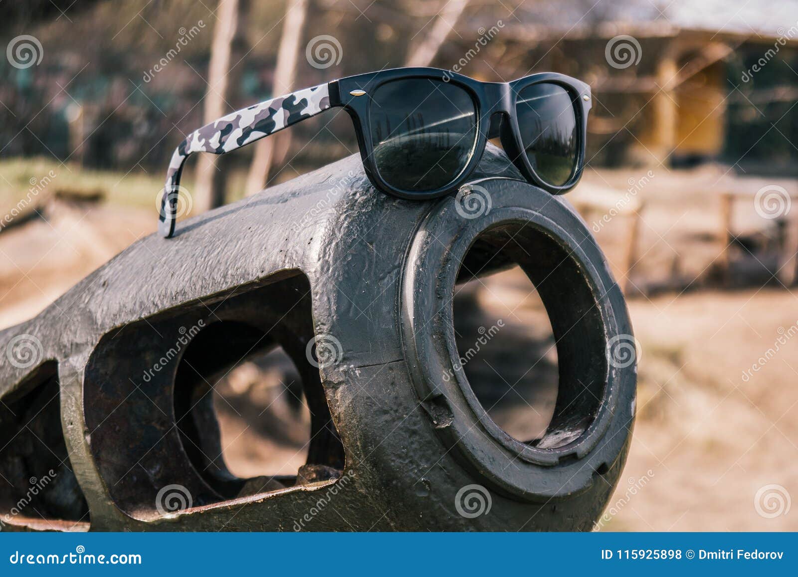 Sunglasses on the Artillery Gun Stock Photo - Image of color, equipment ...