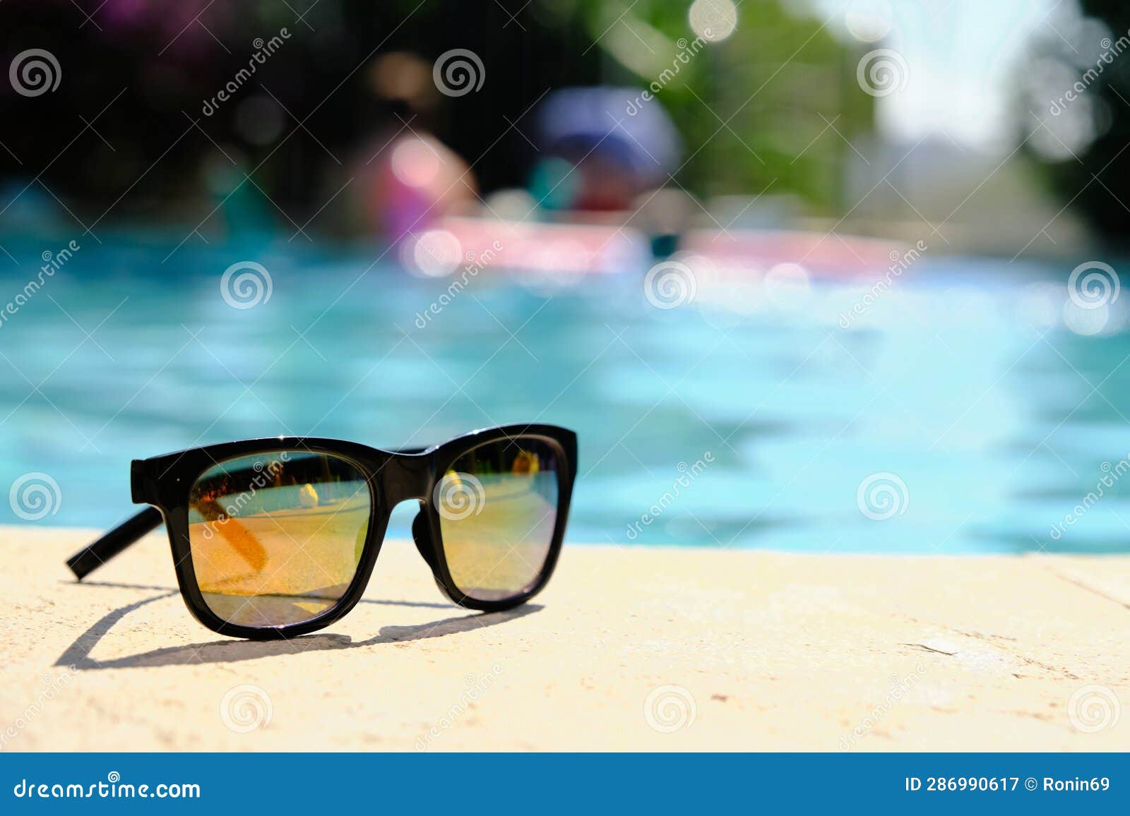Sunglasses on the Background of the Pool Stock Image - Image of water ...
