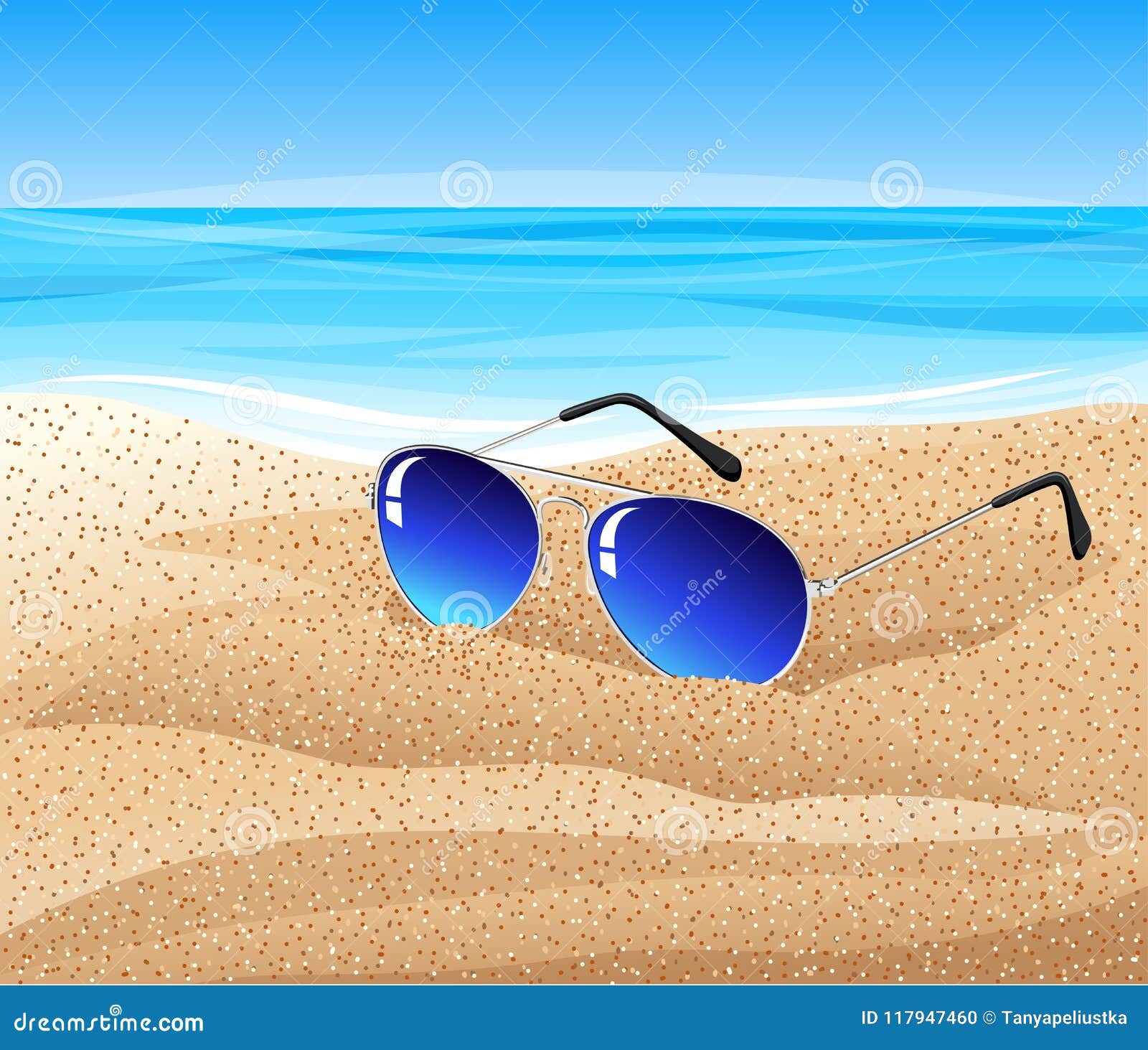 Sunglasses on the beach. stock illustration. Illustration of fashion ...
