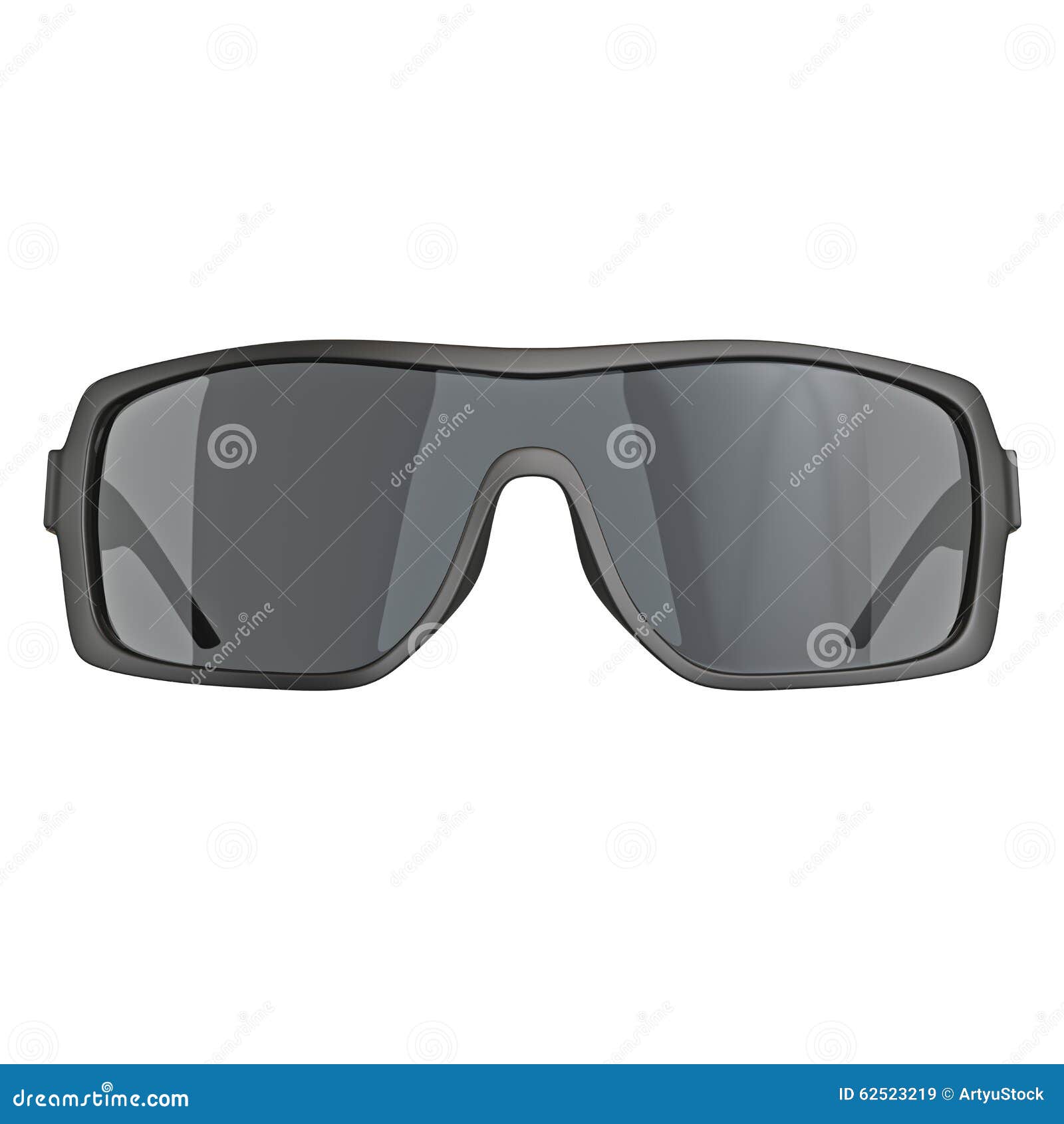 Sunglasses with Black Lenses, Front View Stock Illustration ...