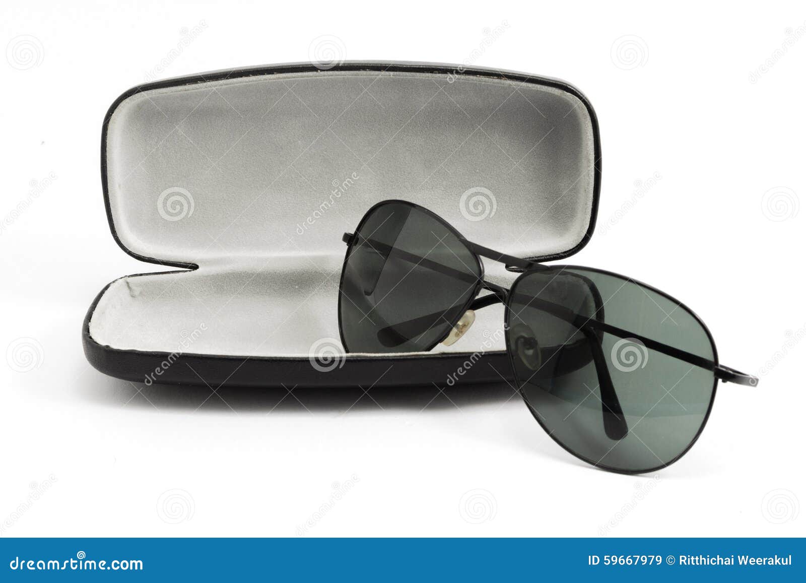 Sunglasses in Black Opened Case Stock Image - Image of glasses, plastic ...