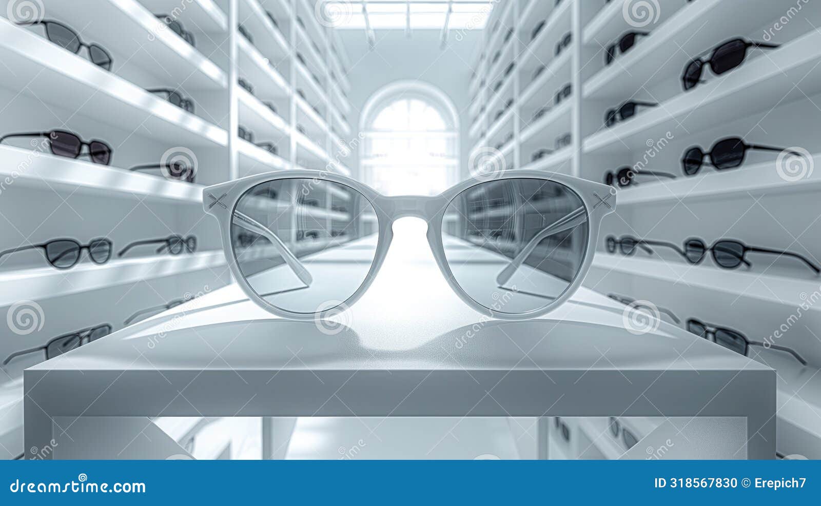 Sunglasses on Display in a Shop Window. 3d Rendering Stock Illustration ...