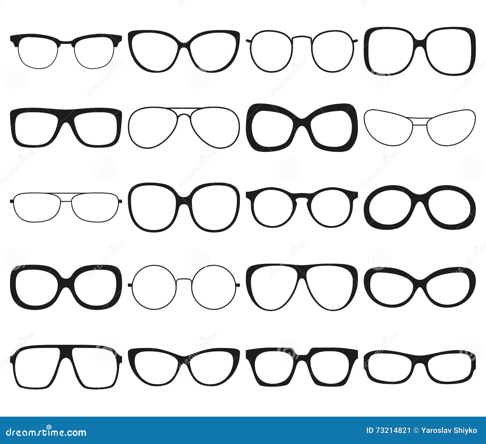 Sunglasses Icon Set. Different Spectacle Frames and Shapes Stock Vector ...