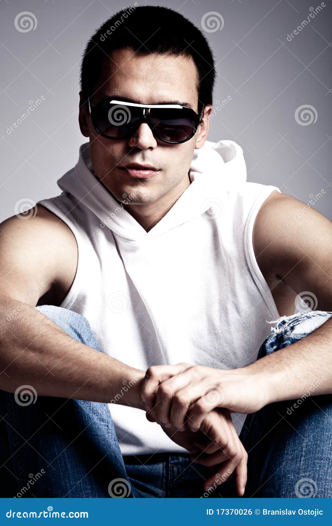 Sunglasses portrait stock photo. Image of blue, shirt - 17370026