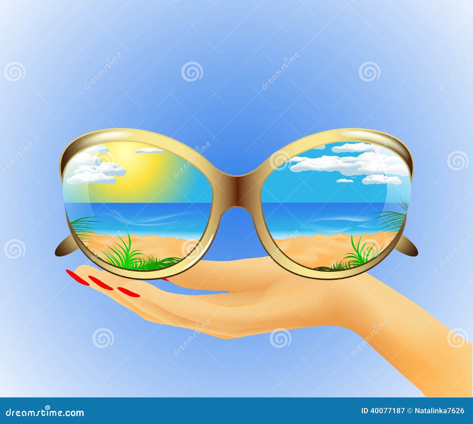Sunglasses with Reflection of the Summer Stock Vector - Illustration of ...