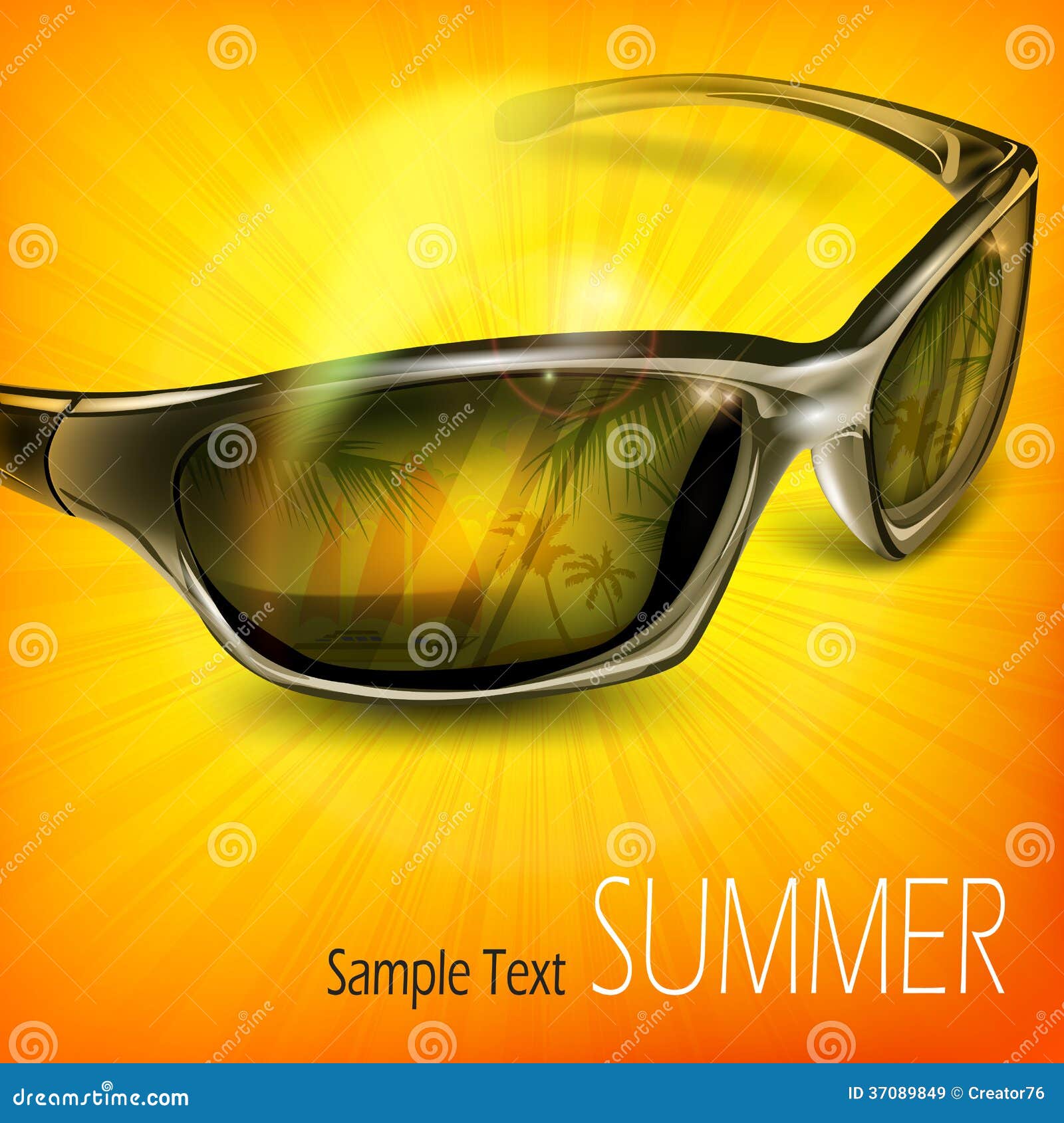 Sunglasses with Reflection on Yellow Stock Vector - Illustration of ...