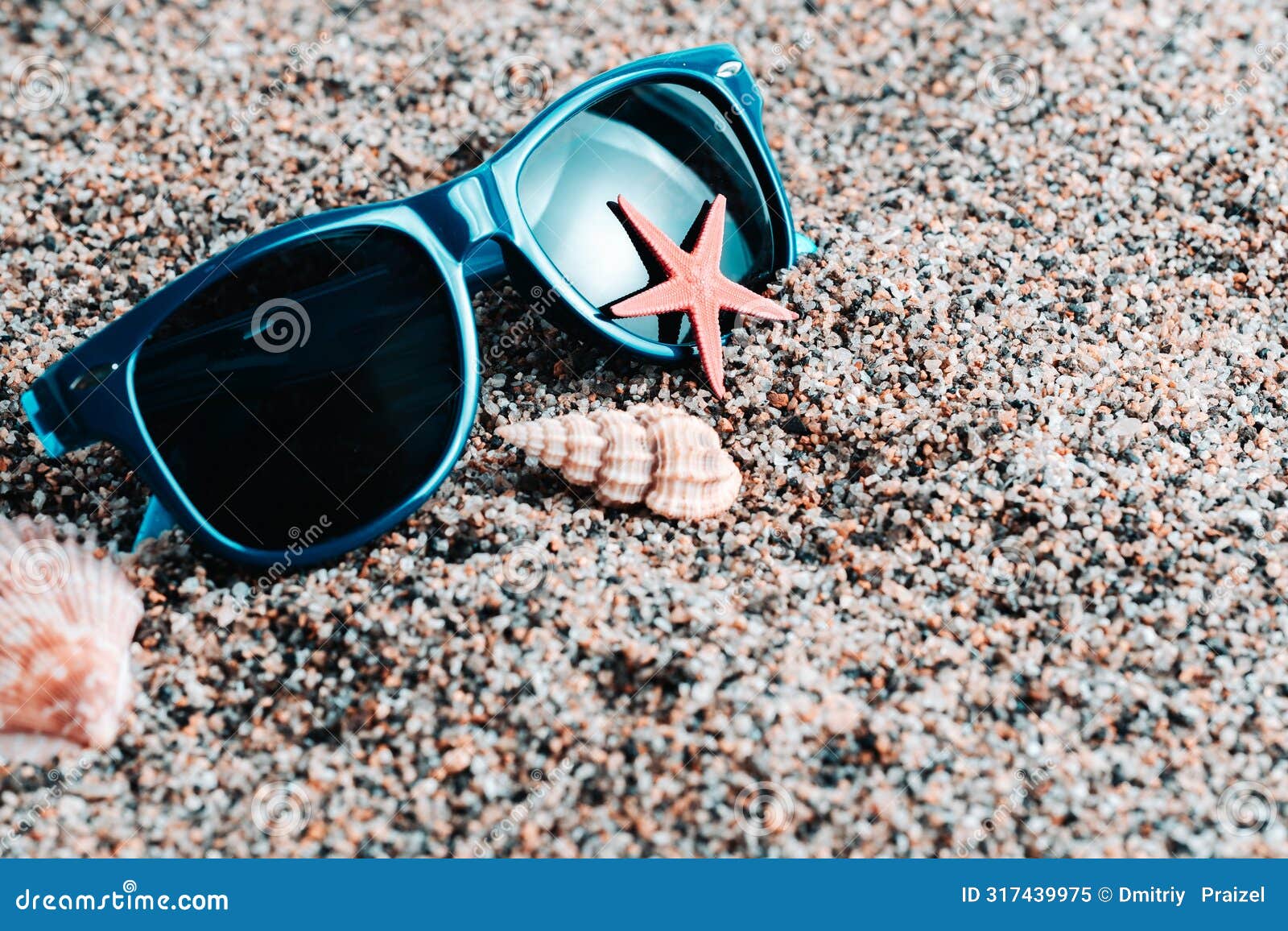 Sunglasses and Seashells on the Sand. Beach, Summer Vacation. Stock ...