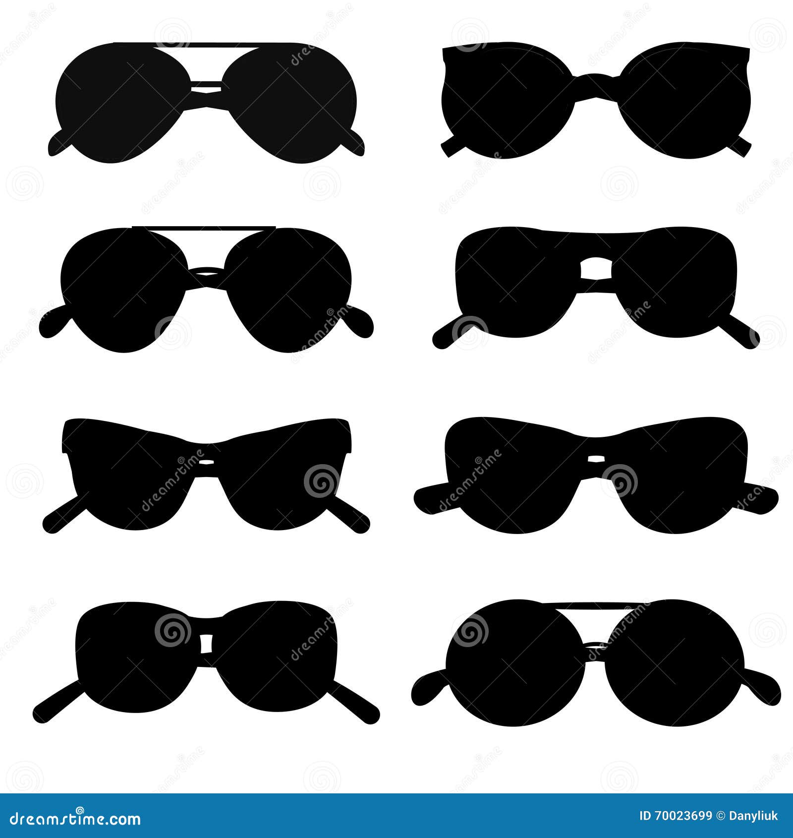 Sunglasses Silhouette Accessory Collection Style Eye Frame Vector ...