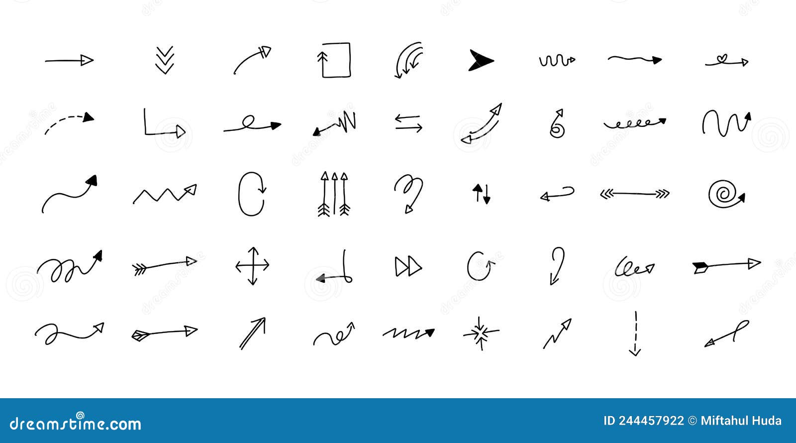 Hand-drawn Arrow Vector Illustrations. Set Of Cute Arrows For Design ...