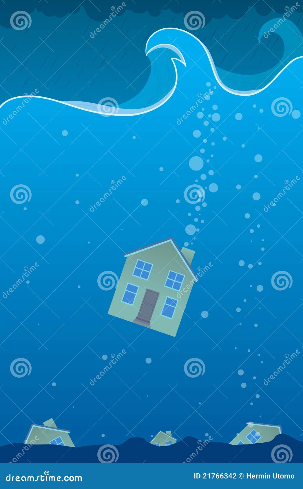 Sunken House stock vector. Illustration of drowned, drown - 21766342