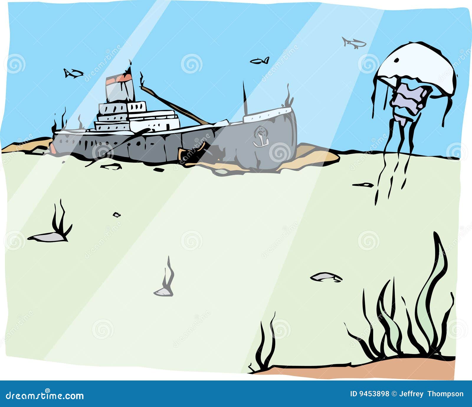 Sunken Ship. Vector Drawing | CartoonDealer.com #138443086
