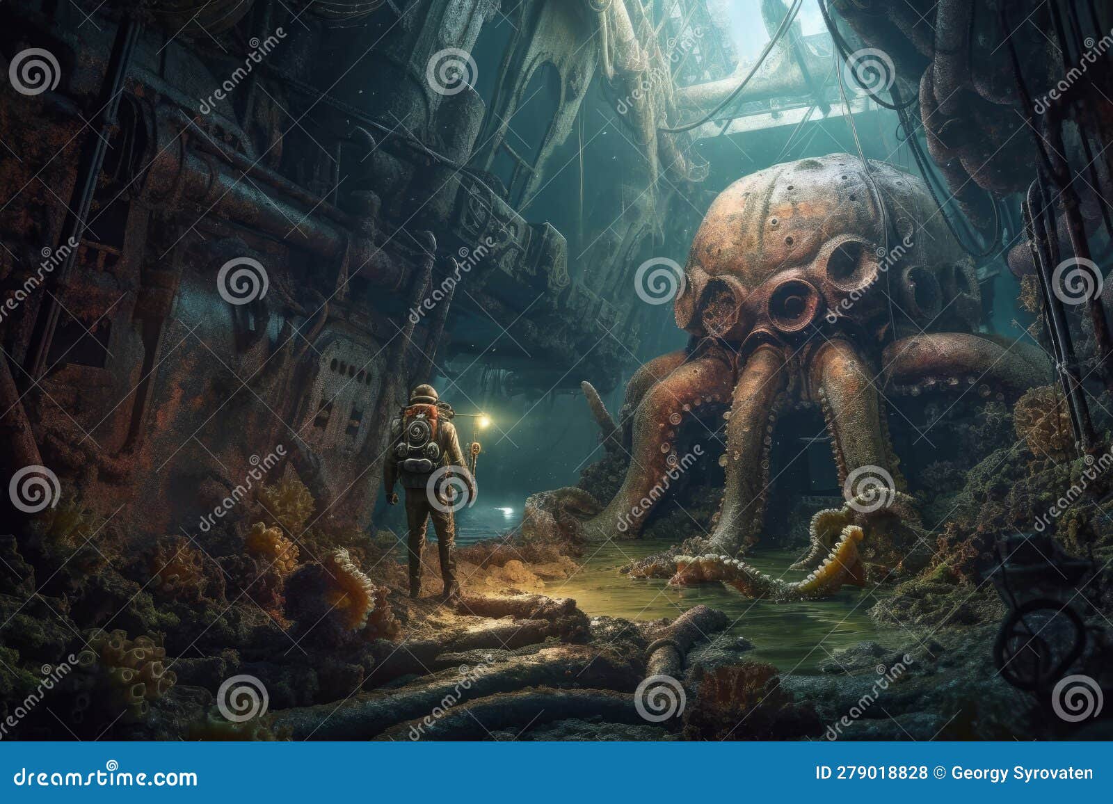 Sunken Ship Exploration: Octopus, Treasure and Rust in Ultra HD Stock ... Sunken Ship Exploration: Octopus, Treasure and Rust in Ultra HD Stock ...