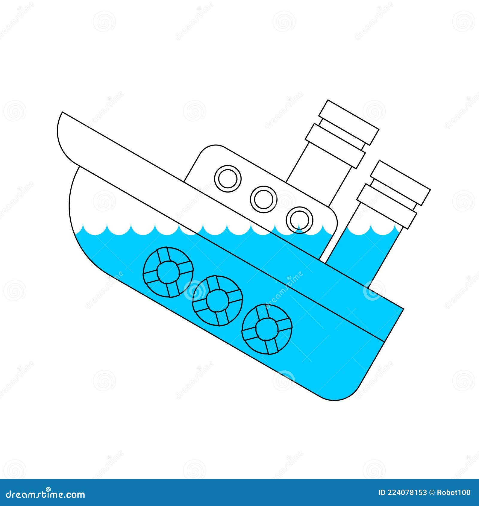 Sunken Ship Icon. Shipwreck Sign. Vector Illustration | CartoonDealer ...