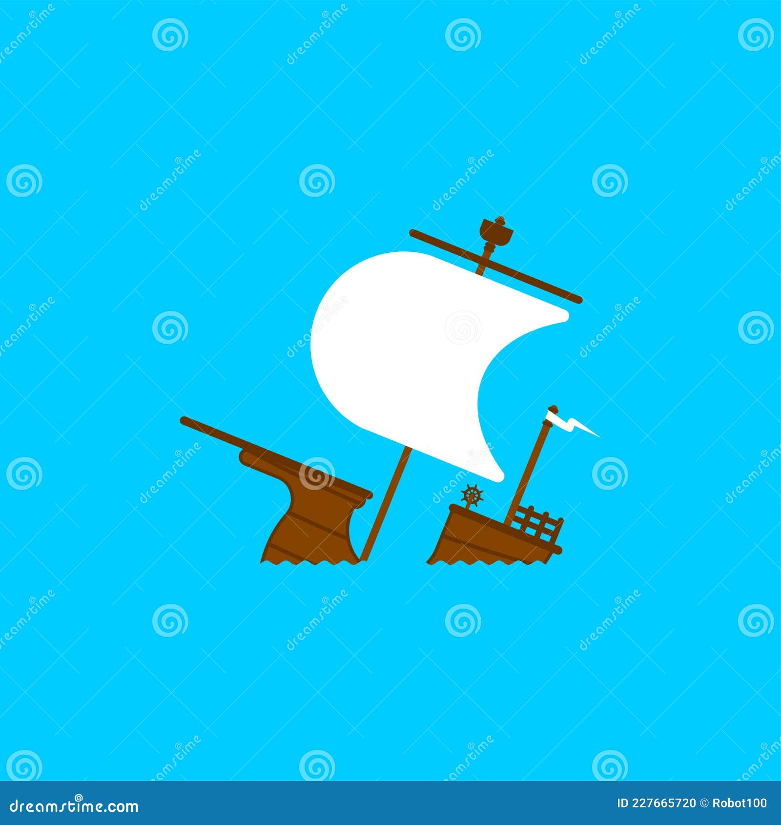 Sunken Ship Isolated. Ship Sank in Ocean Stock Vector - Illustration of ...
