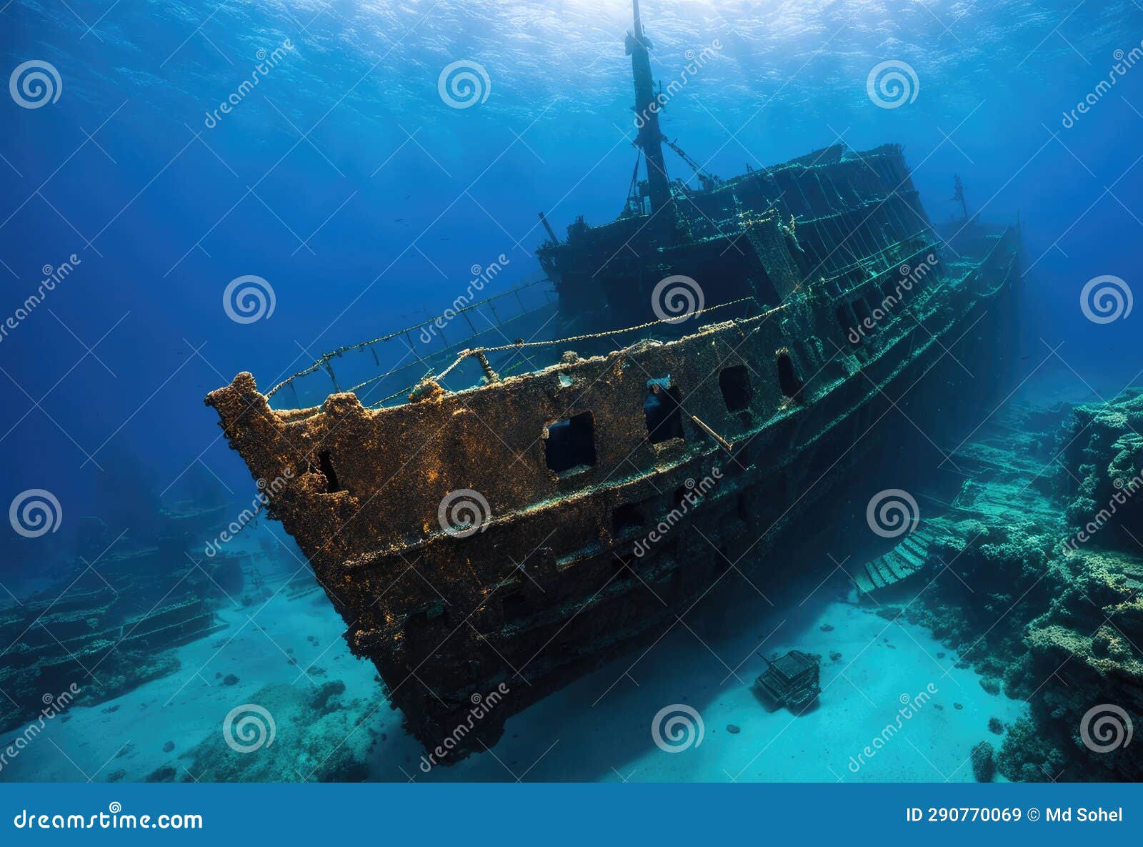 Sunken Shipwreck, Underwater Mystery, Marine Graveyard Royalty-Free ...