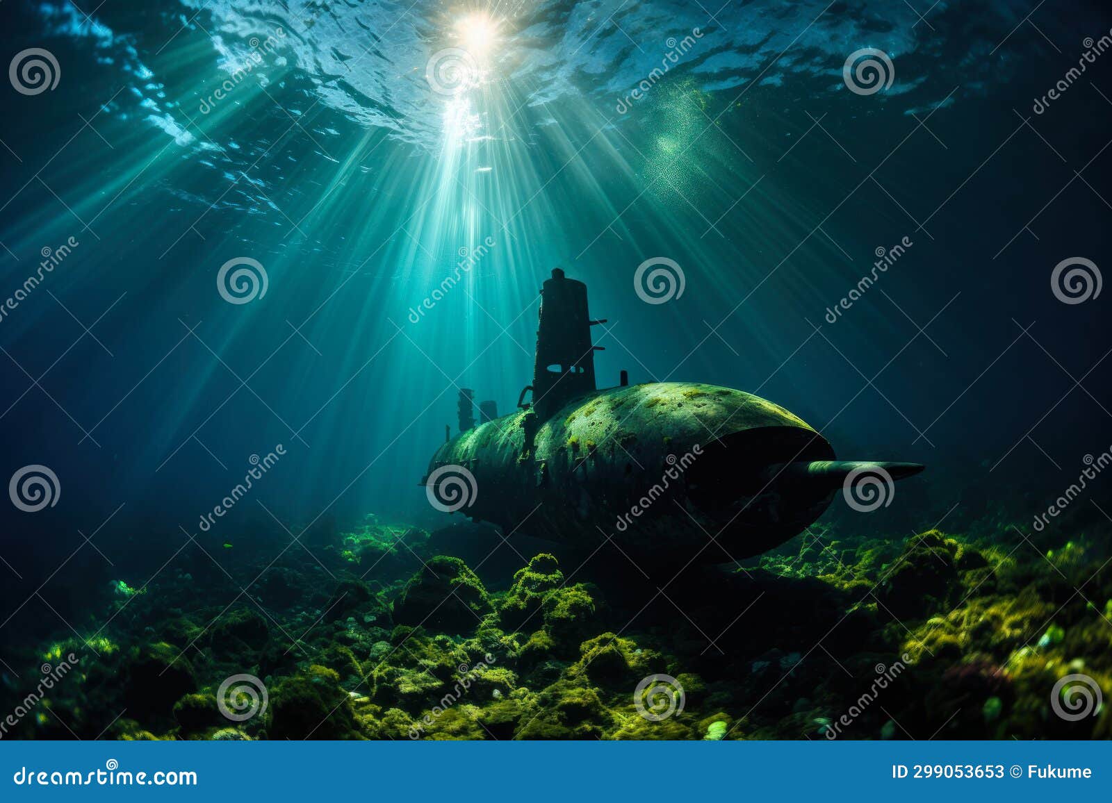 Sunken Submarine at the Bottom of the Ocean Generative Ai Stock Image ...