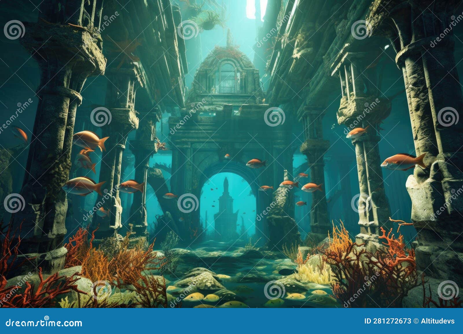 Sunken Temple Ruins Royalty-Free Stock Image | CartoonDealer.com #87499216