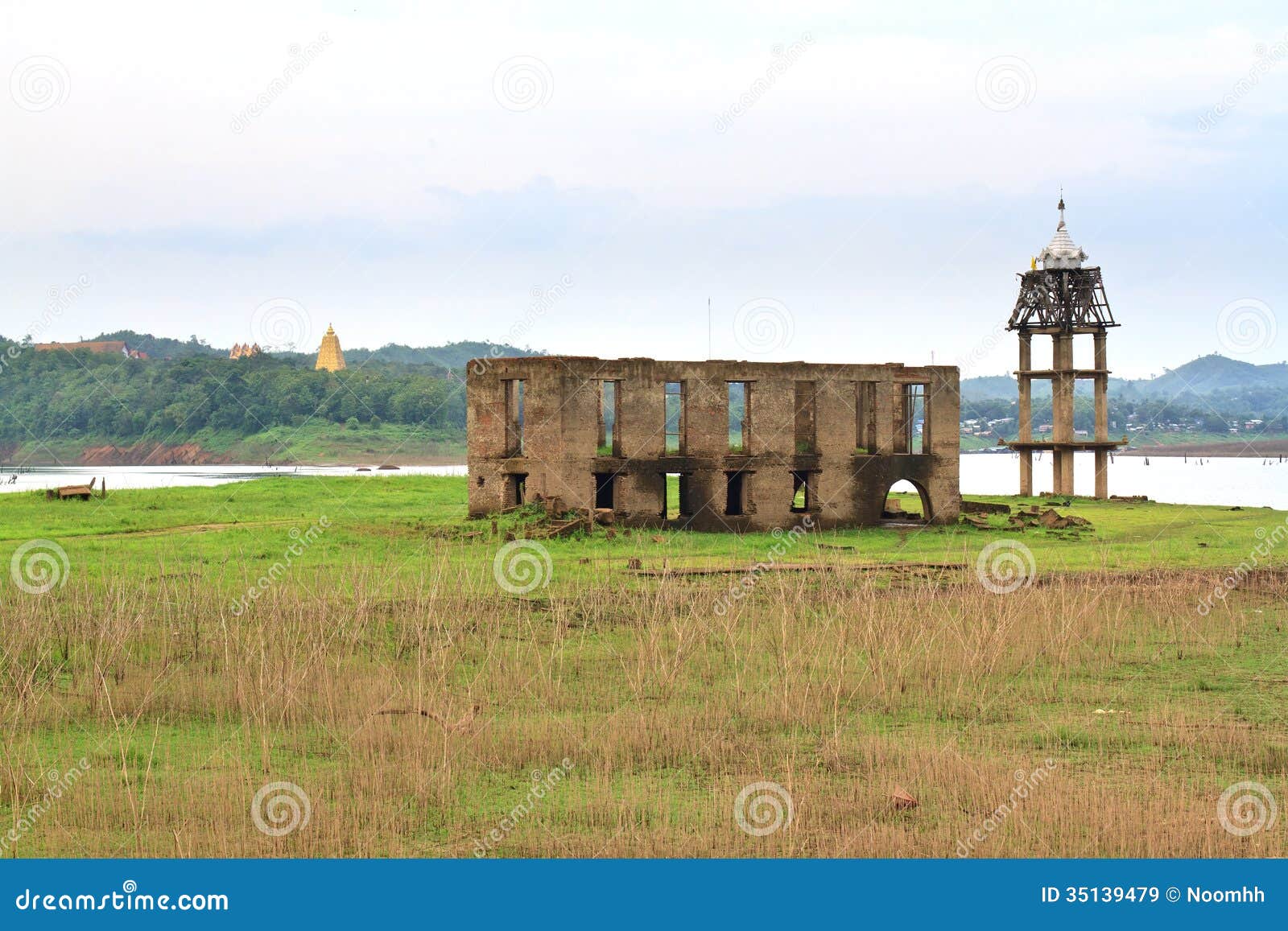 Sunken Temple, Sangkhlaburi Stock Image - Image of sangkhlaburi ...