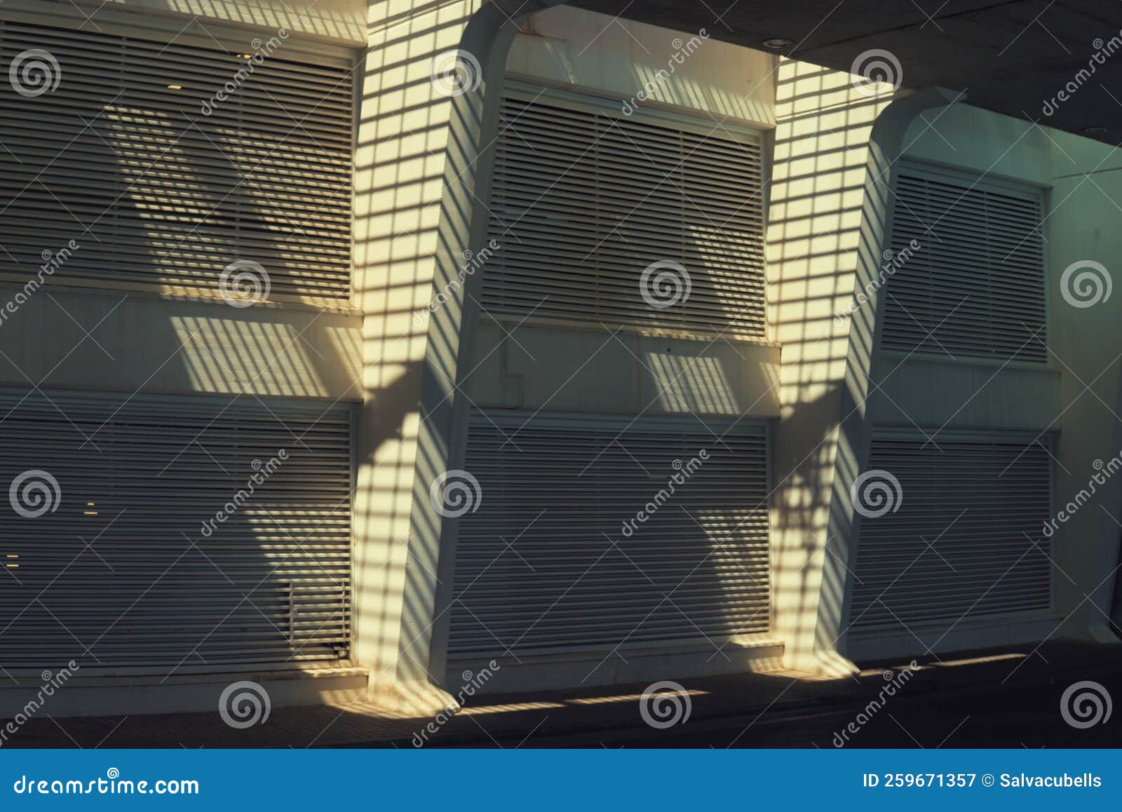 Sunlight Accentuating Lines and Shadows on a Building`s Wall Stock ...
