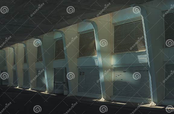 Sunlight Accentuating Lines and Shadows on a Building`s Wall Stock ...