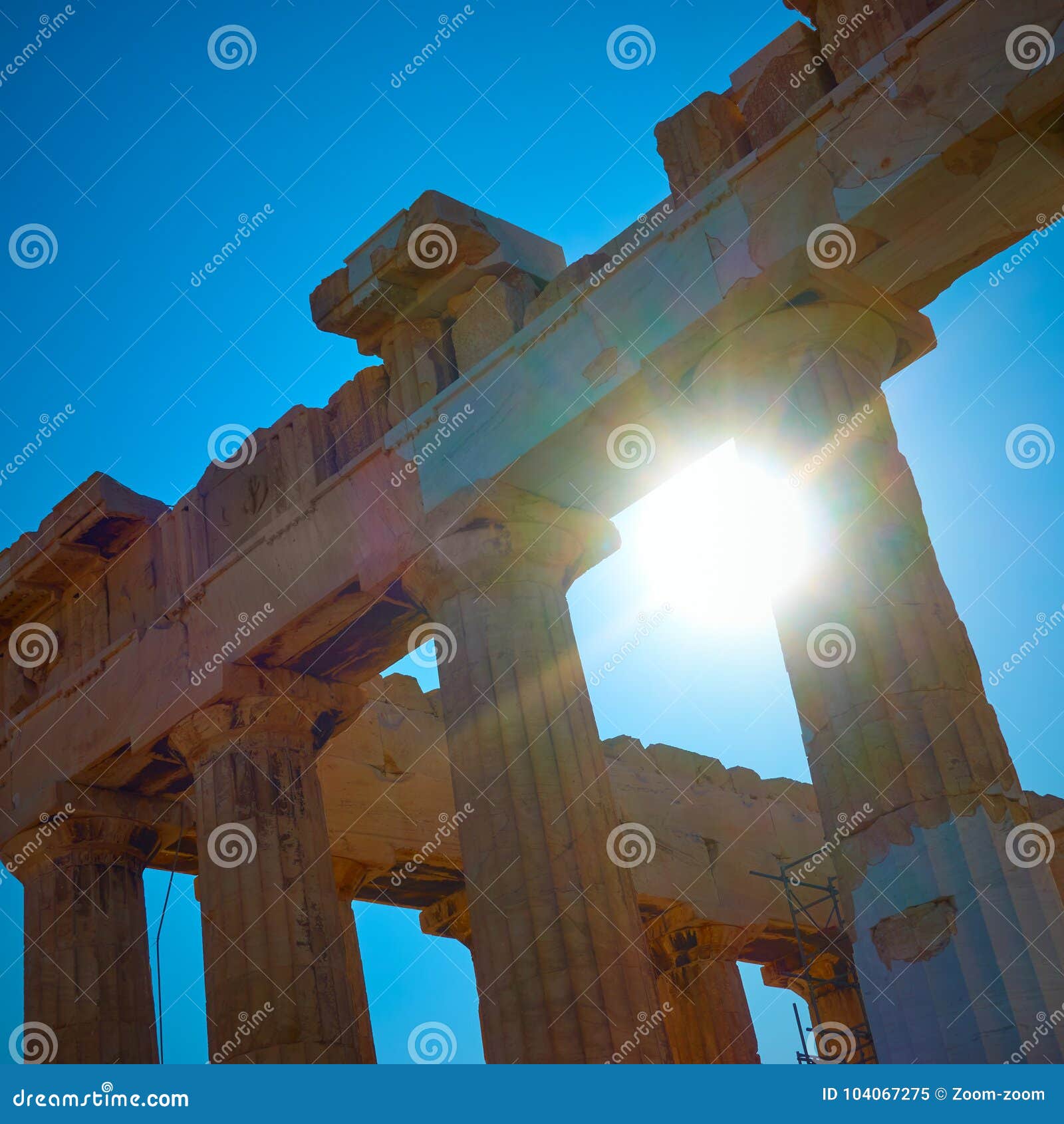Sunlight through Ancient Columns Stock Image - Image of backlight ...