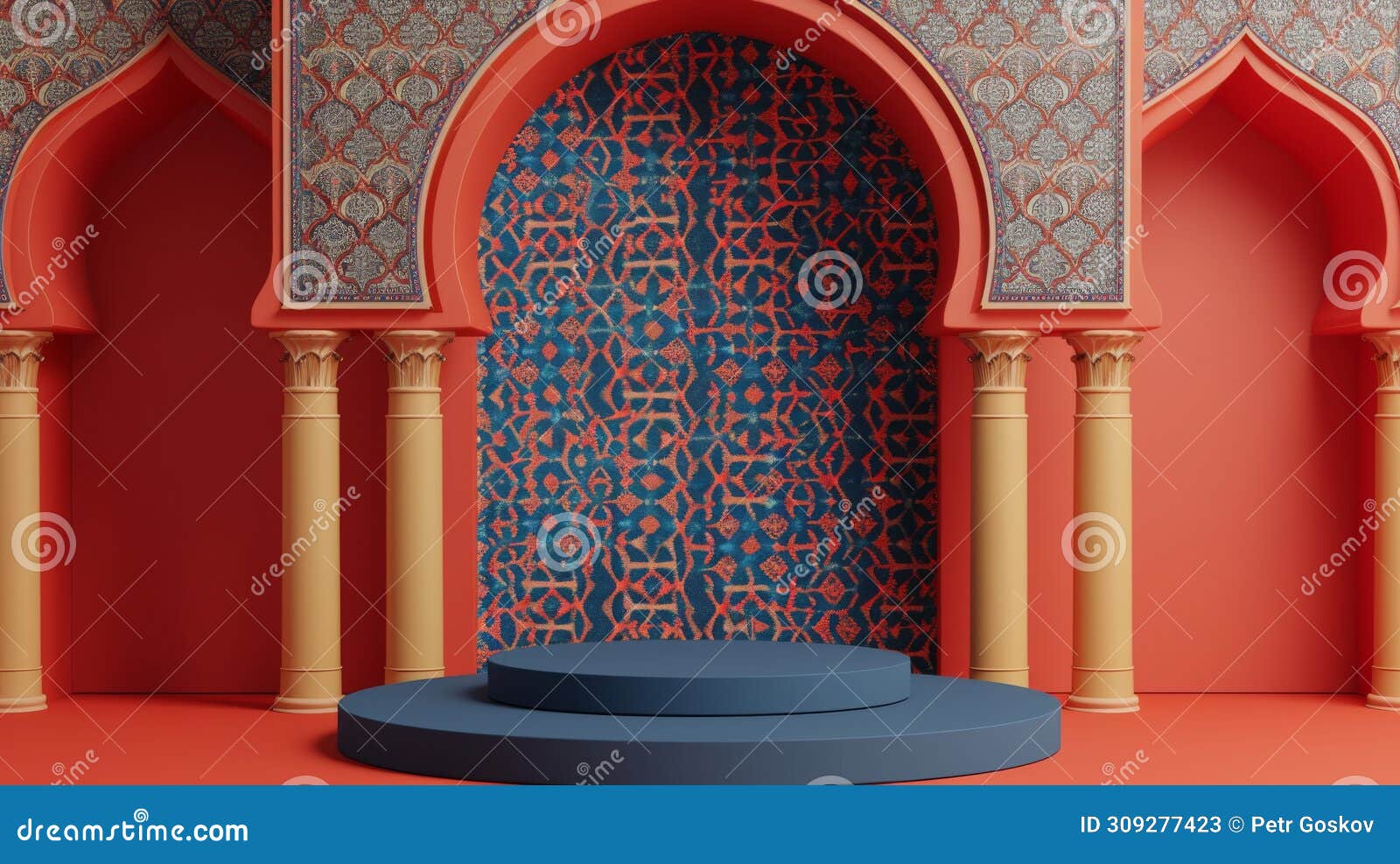 Intricate Arabic Arch Design in a Serene Space Stock Image - Image of ...