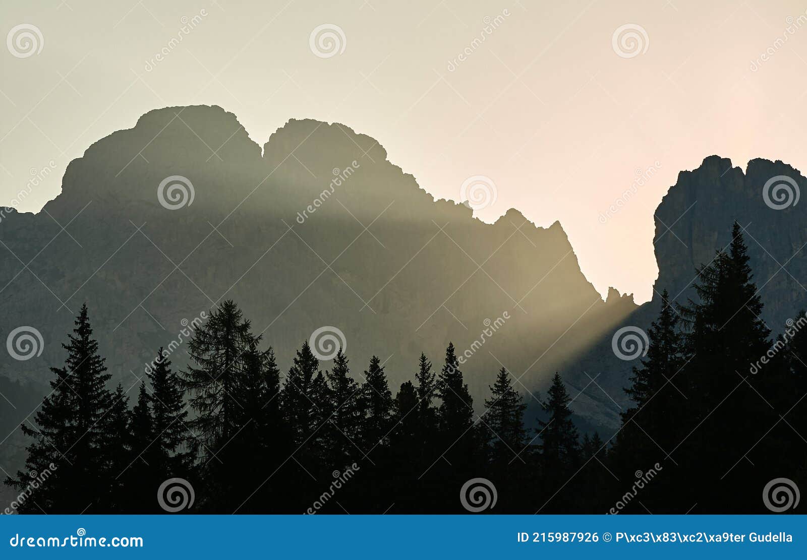 Sunrise between Mountain Cliffs Stock Photo - Image of peaks, glare ...