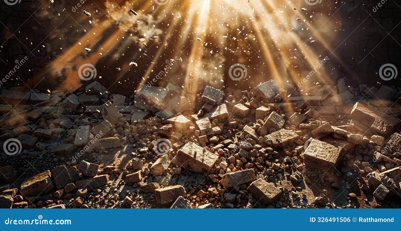 Sunlight Beams through a Cloud of Smoke and Debris, Illuminating a ...