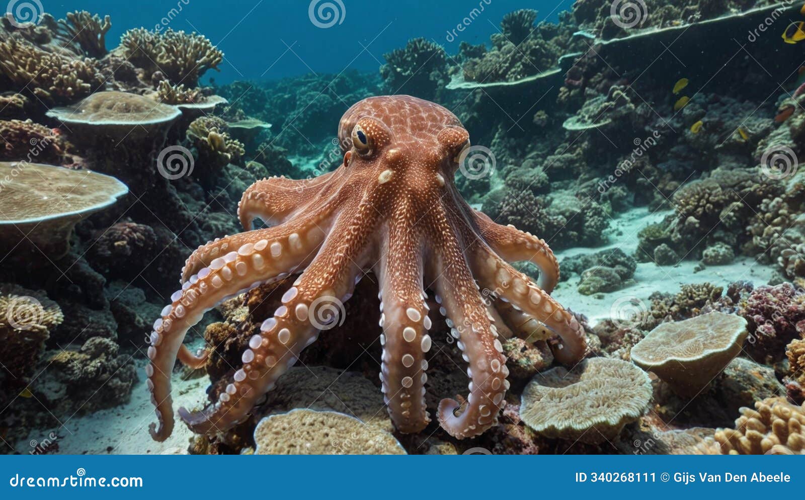Sunlight Beams Revealing Hidden Octopus among Coral Stock Illustration ...