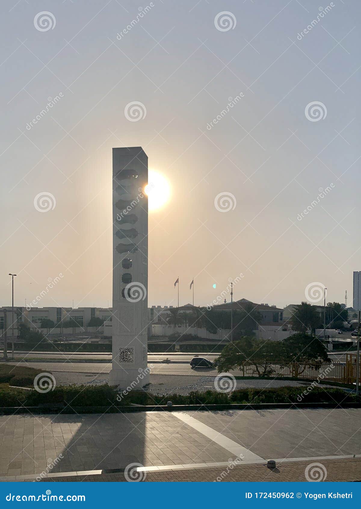 Sun Hide Behind the Floral Pole Stock Photo - Image of shadow ...
