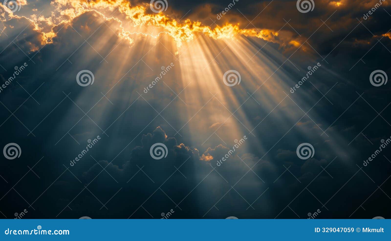 Sunlight Breaking through Dark Clouds at Dusk Stock Image - Image of ...