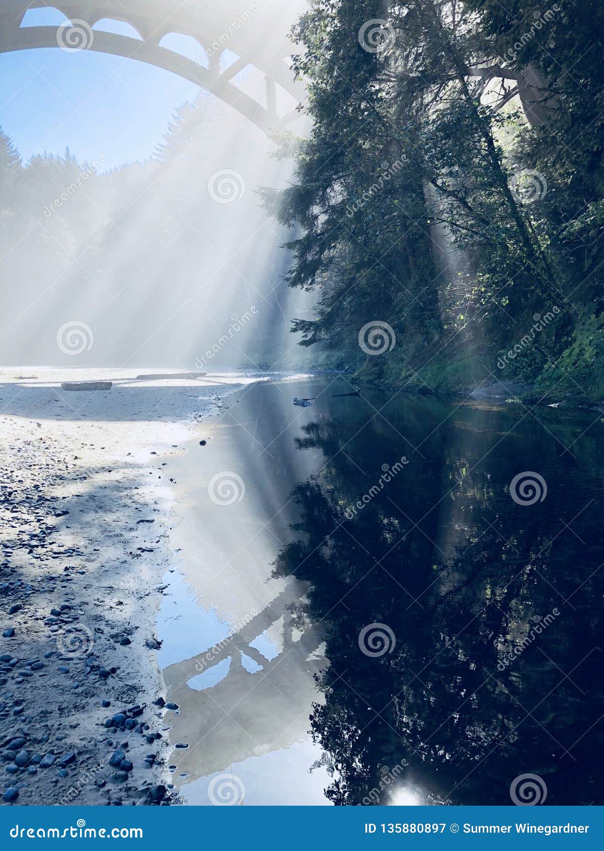 Sunlight bridge reflection stock image. Image of bridge - 135880897