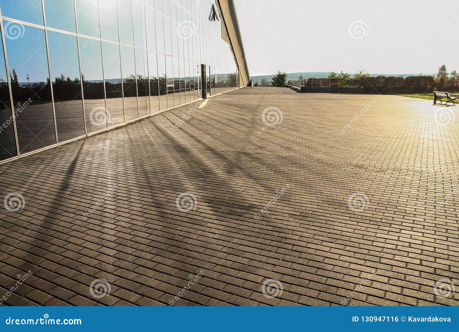 In the Sunlight Business Building and Paving Slabs Stock Photo - Image ...