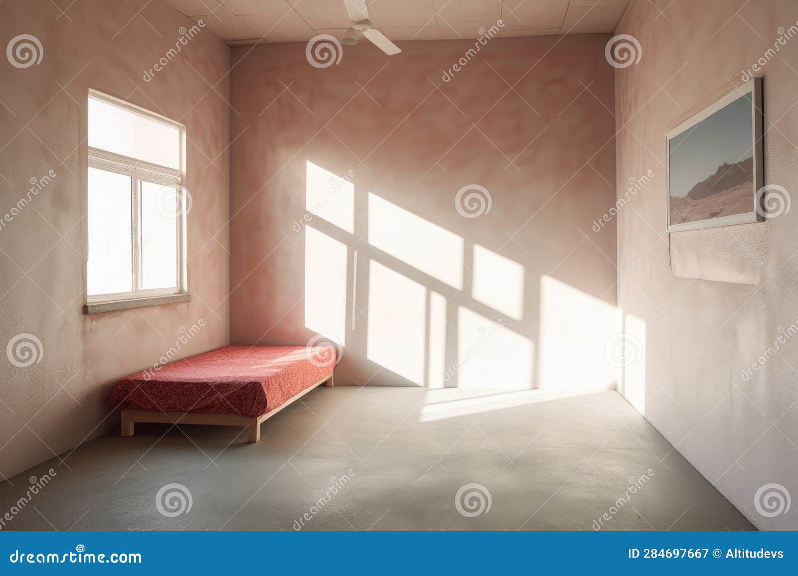Sunlight Casting Shadows on a Minimal Rooms Walls Stock Image - Image ...