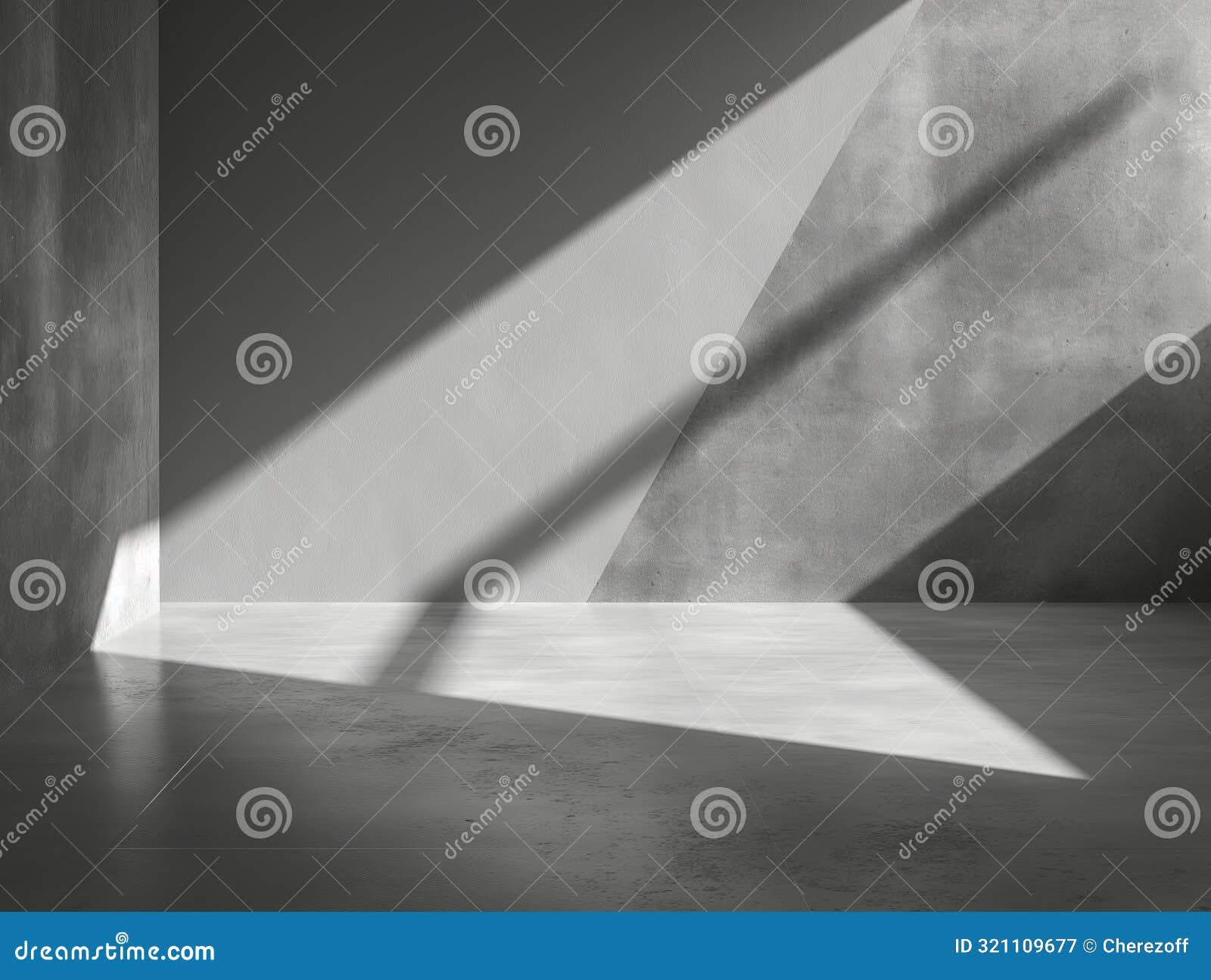 Sunlight Casting Shadows on Minimalist Concrete Room Stock Image ...