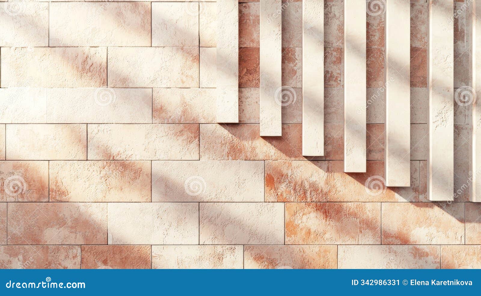 Sunlight is Casting Shadows on a Modern Stone Wall with Decorative ...