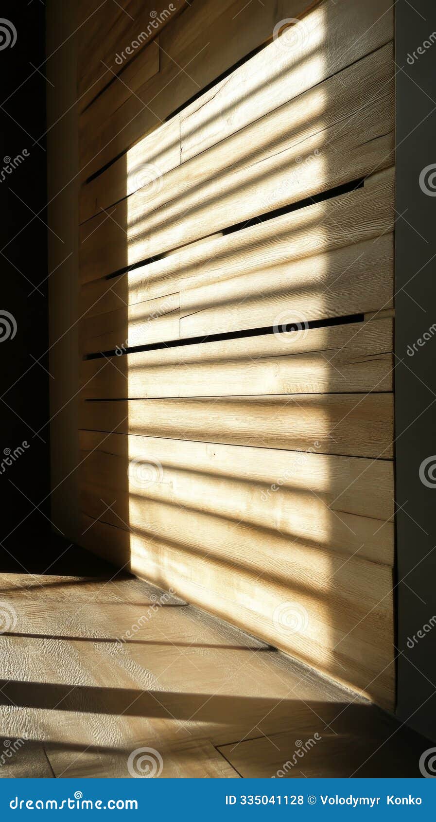 Sunlight Casting Shadows on Wooden Wall Interior Design Concept Stock ...
