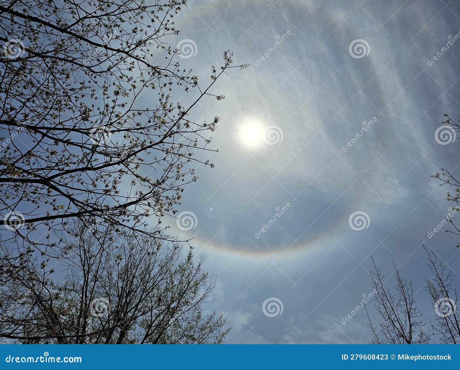 Sunlight Circle in the Spring Sky in Montreal, Quebec Stock Image ...