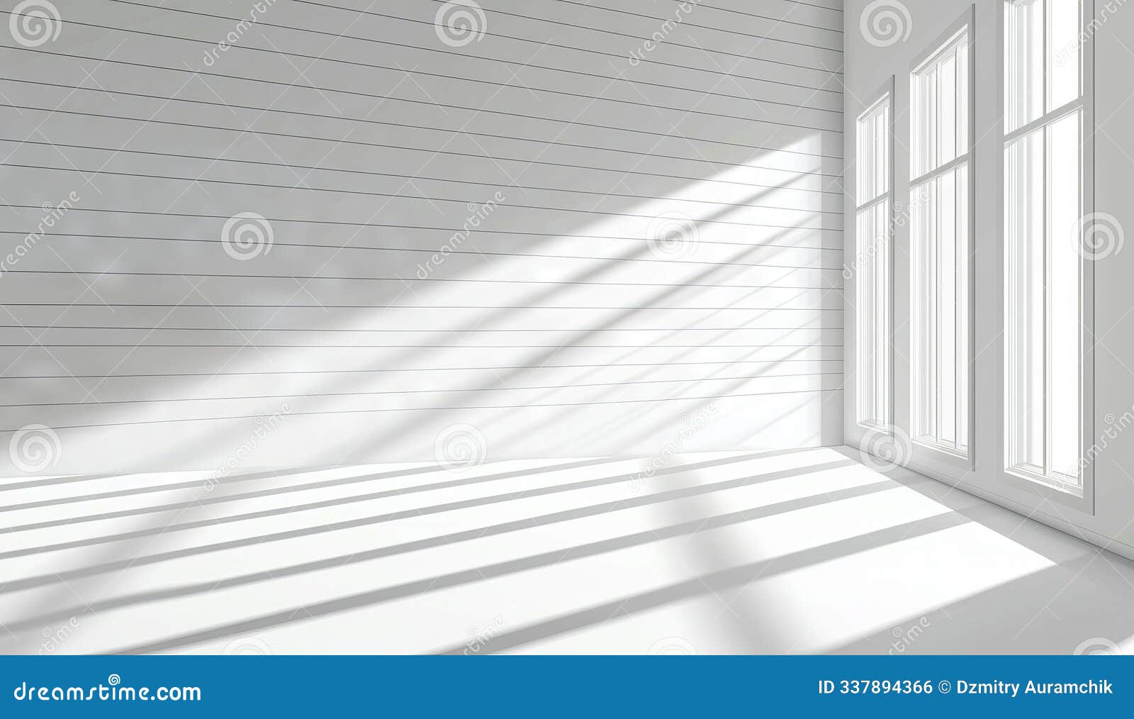Sunlight on Empty White Wall 3d Morning Interior Background of Blank ...