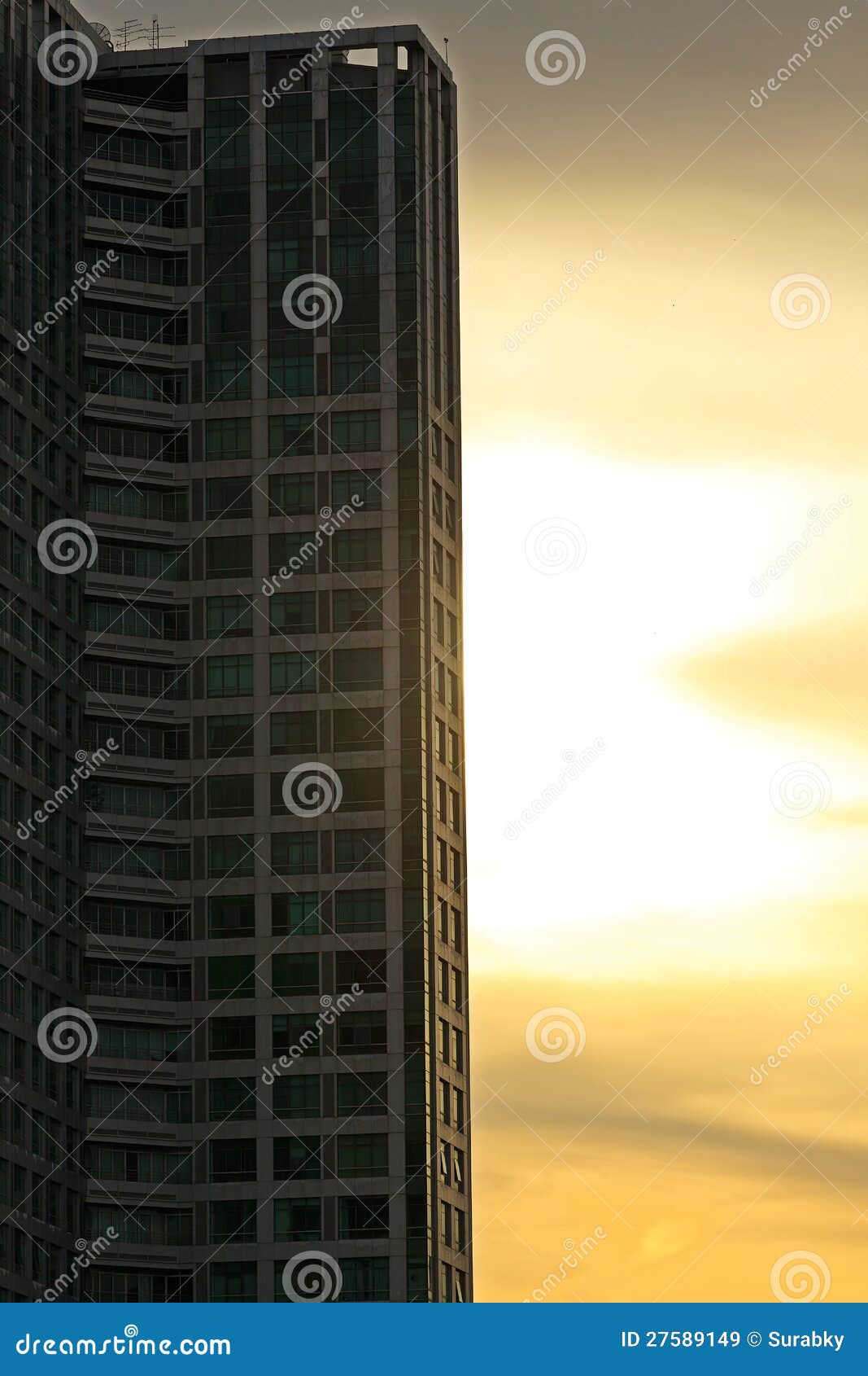 Sunlight at Evening on Glass Building Stock Image - Image of office ...