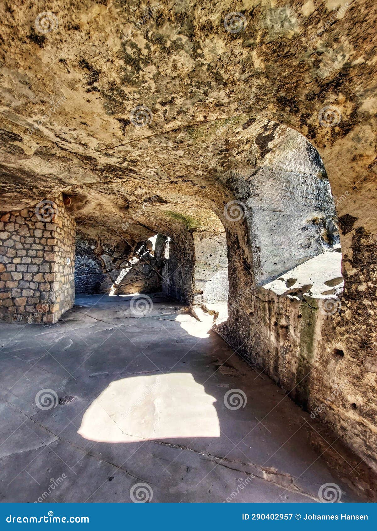 Sunlight Falling into Underground Vault Made of Rocks Stock Image ...