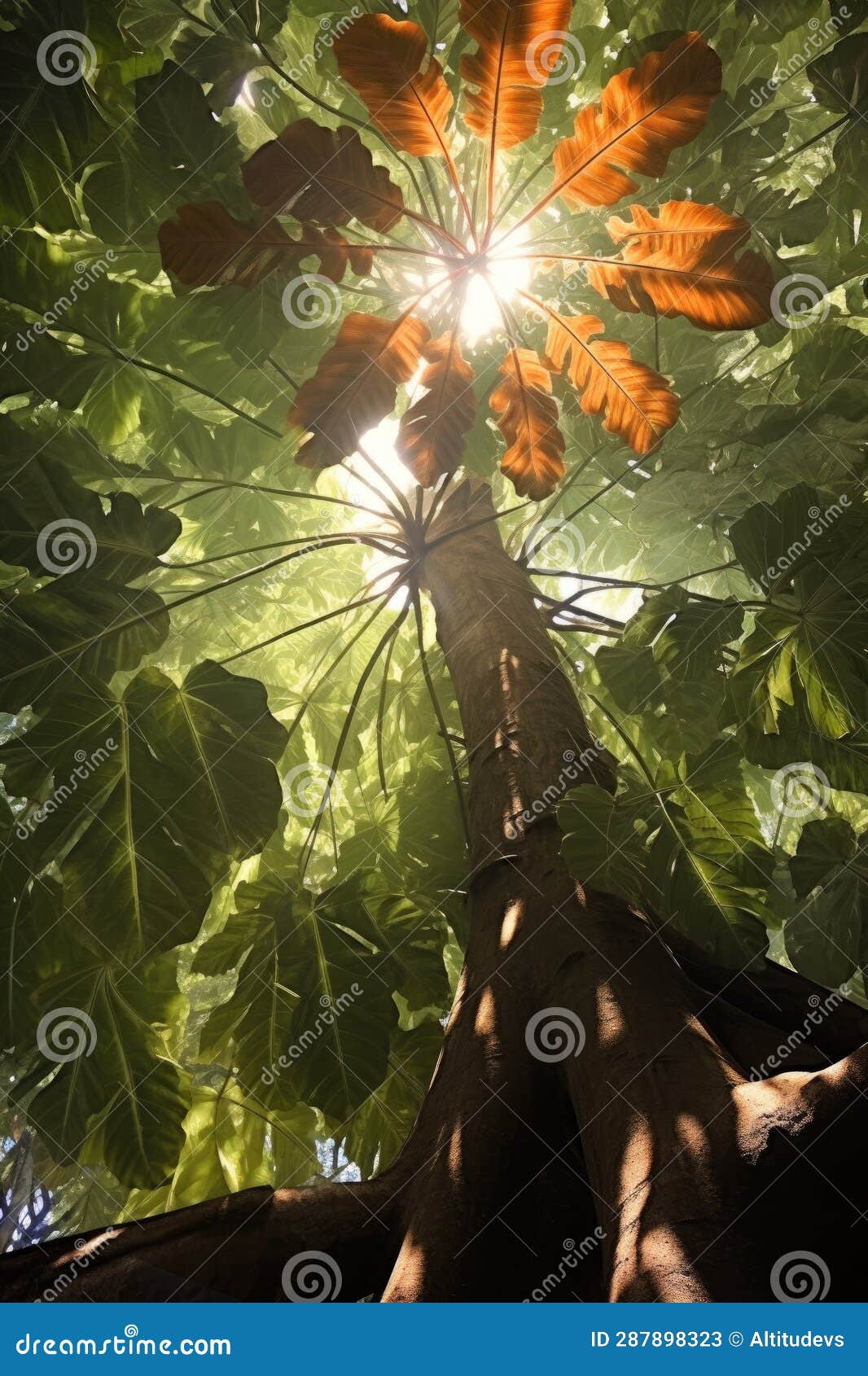 Sunlight Filtering through Big Tree Leaves Stock Illustration ...