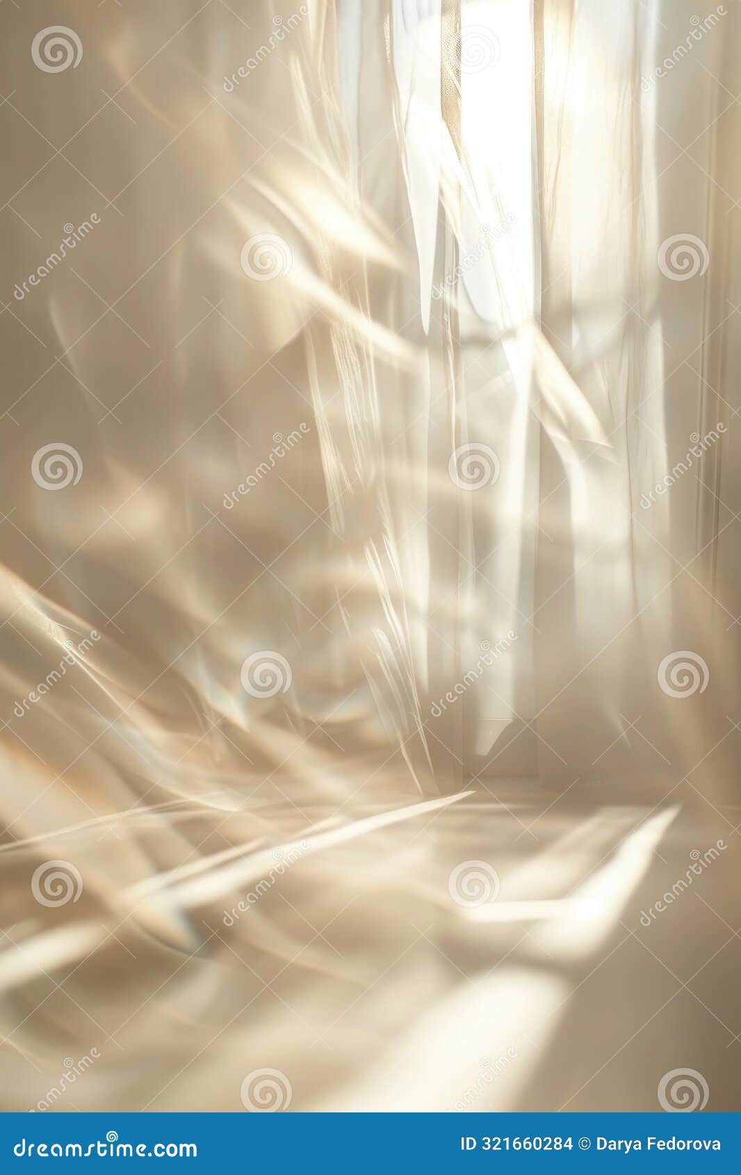 Sunlight Filtering through Sheer White Curtains in a Serene Minimalist ...