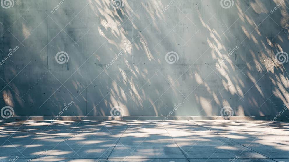 Sunlight Filtering through Tree Branches Casting Shadows on a Concrete ...