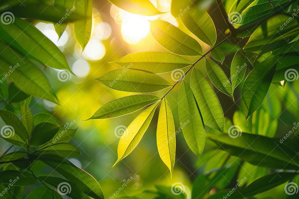 Sun Shines through Leaves of Tree Stock Illustration - Illustration of ...