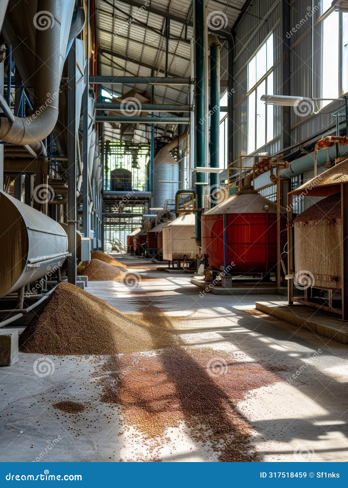 Sunlight Filters through a Large Industrial Grain Processing Facility ...