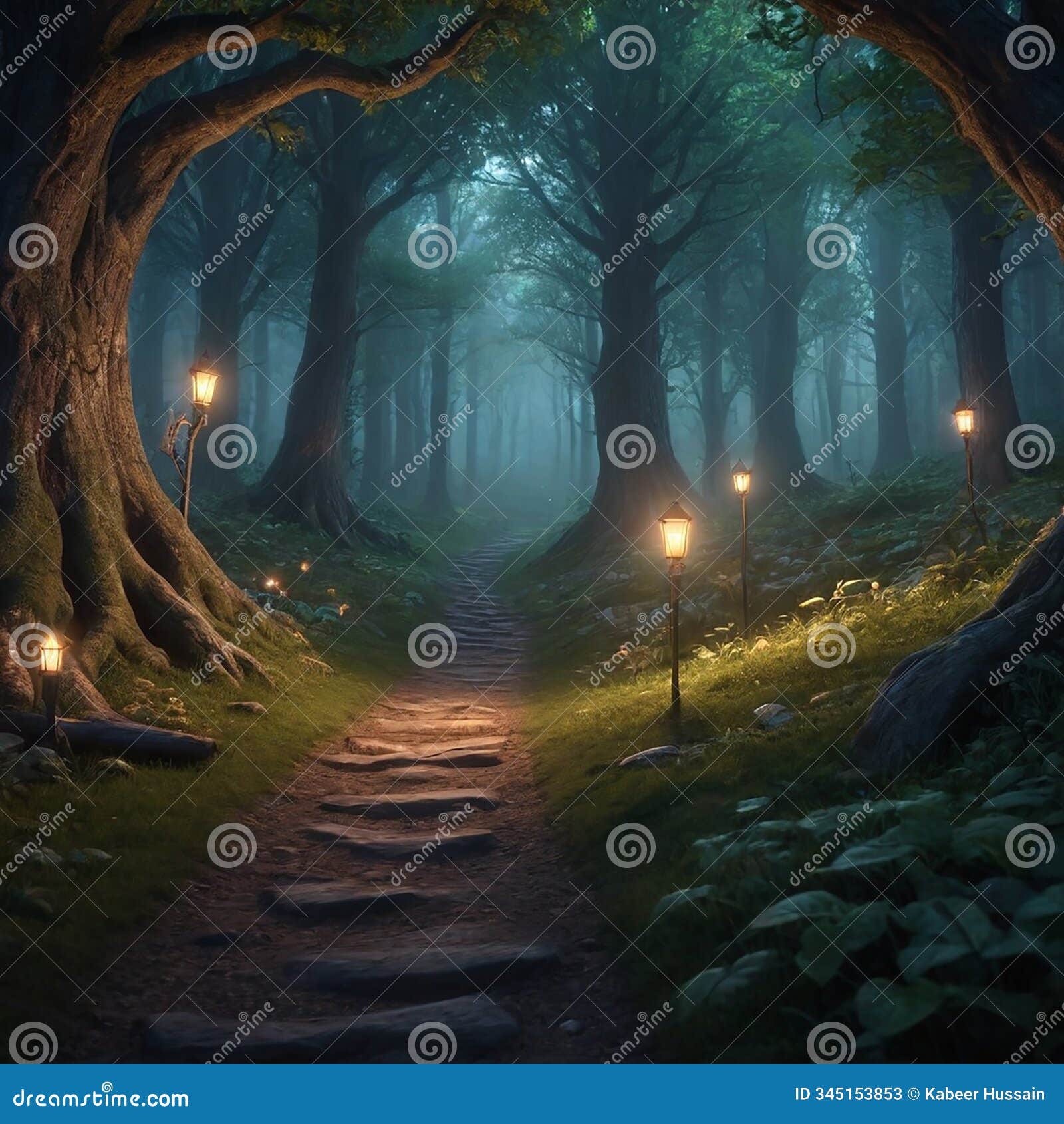 Sunlight in a Green Forest. Forest Sunbeam. Ray of Sunlight in Forest ...