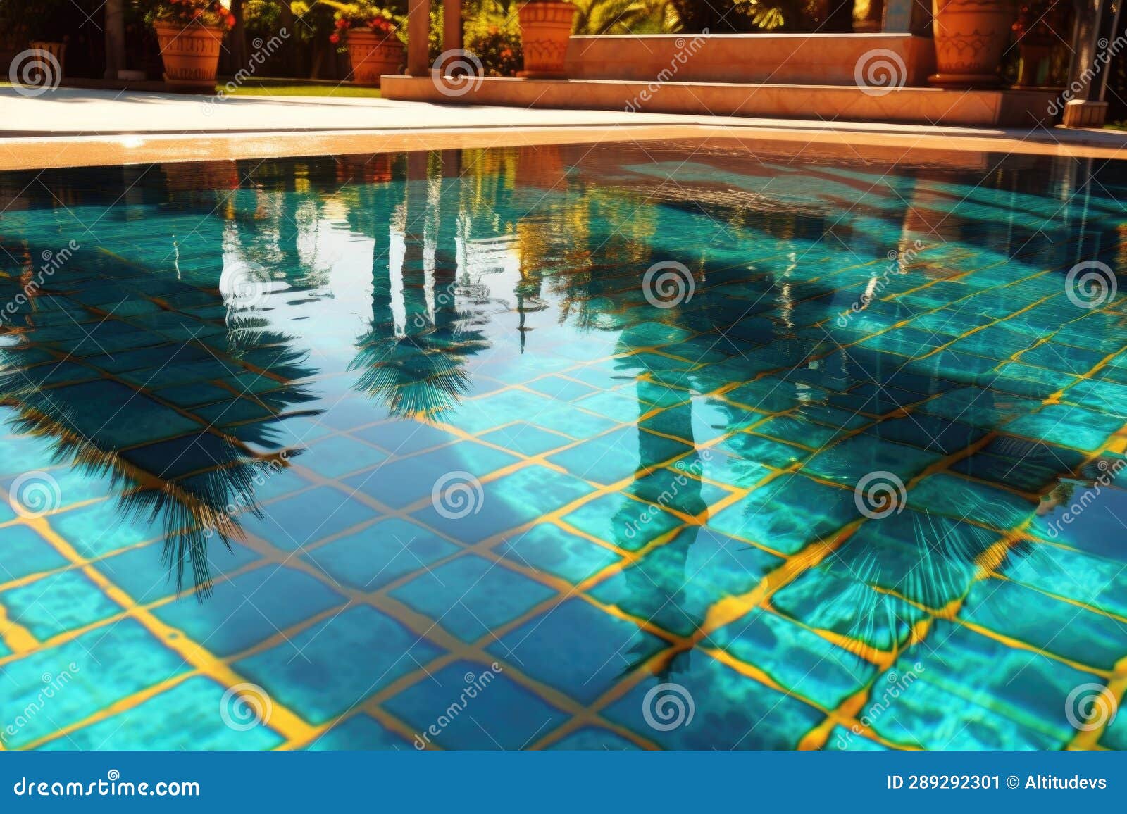 Sunlight Hitting Well-maintained Pool Tiles Stock Image - Image of ...